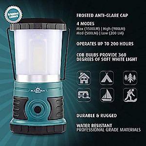 Blazin' Sun 1500 Lumen | Battery Lanterns for Power Outages, Emergency, Hurricane, Camping | LED Lantern with up to 200 Hour Runtime (Teal)