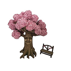GlitZGlam Ethan's Magical Tree with a Matching Fairy Bench for The Enchanted Fairy Garden (9 Inch Tall) - A Fairy Garden Accessory