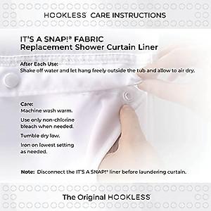 Hookless Fabric Snap-In Shower Curtain Liner, 70 x 54, White