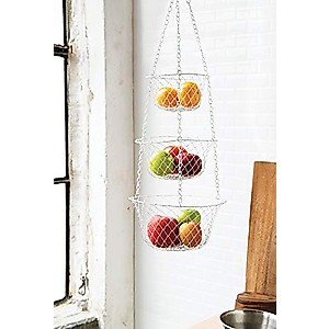 Fox Run White 3-Tier Kitchen Hanging Fruit Baskets, 32 Inches