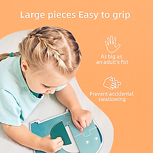 MIDEER 7 Pack Toddler Puzzles for Kids Ages 2-4, Jumbo Kids Puzzles Ages 3-5, Floor Puzzle for Beginner, Large Piece Animal Shaped Jigsaw Puzzles for Toddlers, Preschool Educational Toys for Babies