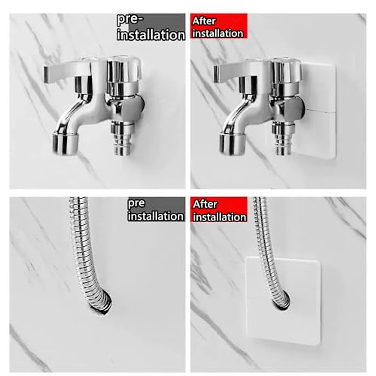 Wall Split Flange Plumbing Cover Plates, Square Shower Arm Flange Escutcheon Plate Wall Split Pipe Flange Cover Plate for Fixed Shower Head Faucet Standard 1.3 Inch Pipes (33mm/1.3in)