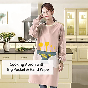 Kumquat Classic Fashion Aprons for Women Waterproof Oil Proof Long Sleeve Apron Smocks Overalls Adult for Home Furnishing Kitchen (Purple)