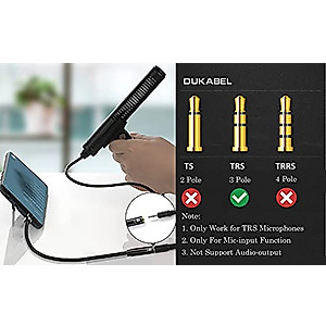 DUKABEL DC4 3.5mm TRS to TRRS Adapter Cable, Microphone Audio Adapter, TRS Female to TRRS Male Converter for Smartphone, PS4, Tablet, Laptop