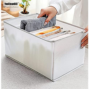 YouClean YouCleanBEE Foldable 2PCS Wardrobe Clothes Organizer 7 Grids Clothing for Folded - Storage box Shirts, Pants, Trousers, Skirts, Bra & Sweaters Replacement White with Gray