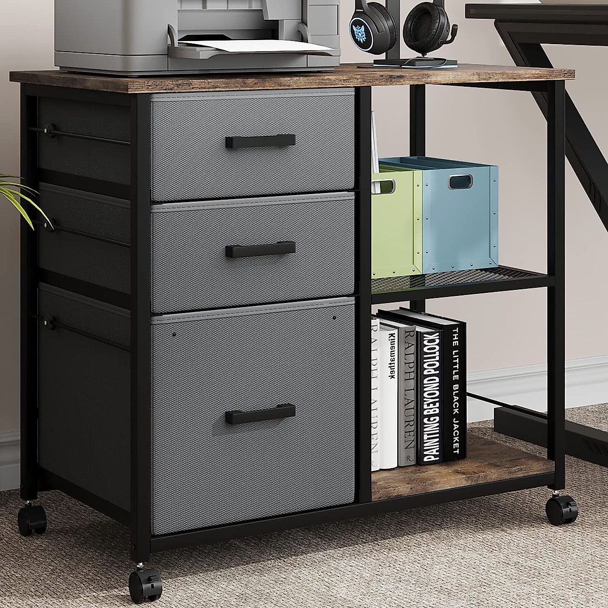 Alkmaar Filing Cabinet with 3 Drawer 3 Drawer, 3 Drawer-2, Rustic Grey