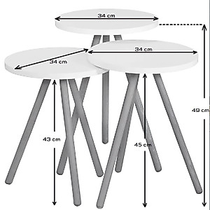 Round Nesting Coffee Table Set of 3: Space Saver, Stackable Mid Century Modern Side End Tables, Ideal for Compact Living Rooms with Pastel Decor