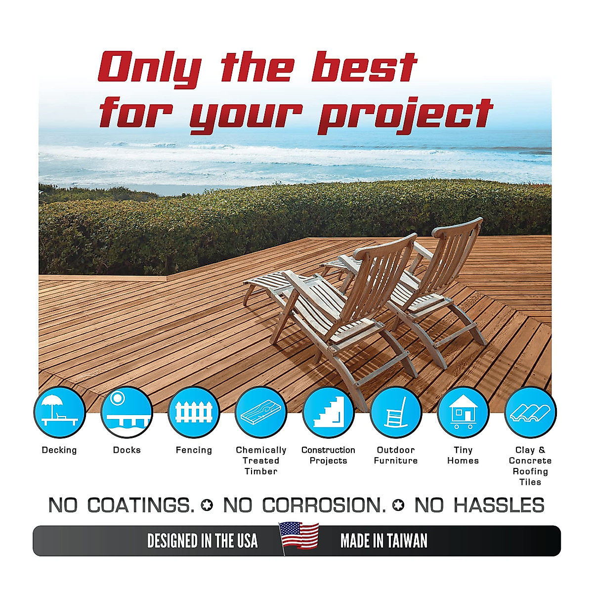 #10 x 3 Inch Stainless Steel Deck Screws 1750 Pieces | T25 Star Torx Drive Flat Head | 304 Grade Stainless Steel Wood Screws High Corrosion Resistance by Allen's Trading Co. Eagle Claw Fasteners