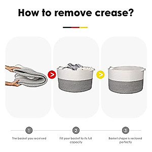 Proate XXXL Large Gray Woven Cotton Rope Basket in Living Room Blanket Storage Basket 22" x 14" Laundry Basket Hamper Towels Toy Bins Baskets Storage Kids Comforter Cushions Pillow Blanket Organizer