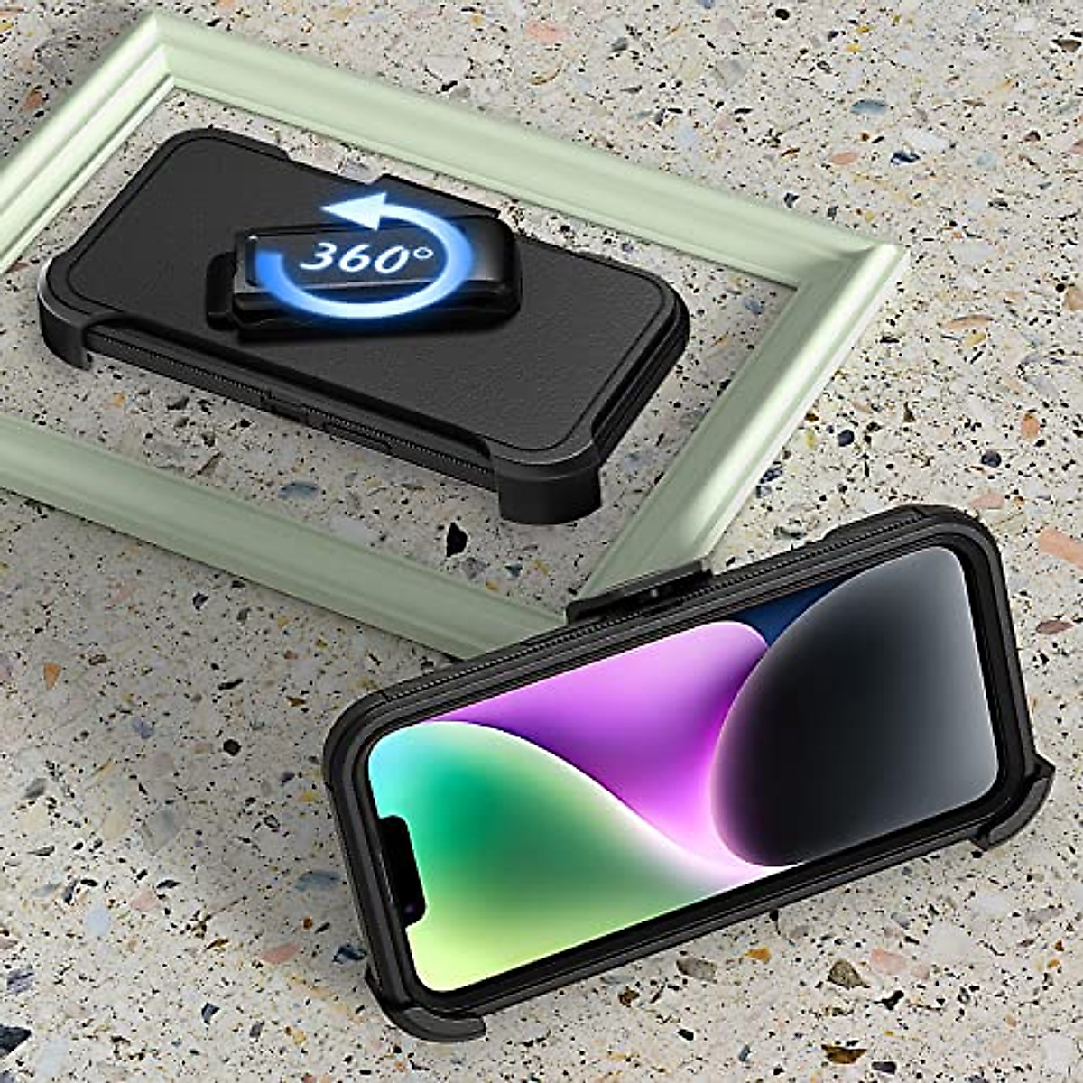 TASHHAR Phone Case for iPhone 14 Plus Case,Heavy Duty Hard Shockproof Armor Protector Case Cover with Belt Clip Holster for Apple iPhone 14 Plus 6.7 5G 2022 Phone Case (Black)