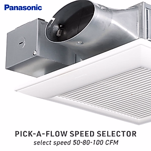 Panasonic FV-0510VSC1 WhisperValue DC Ventilation Fan with Condensation Sensor for Humidity Control - 50-80-100 CFM - Bathroom Wall Fan