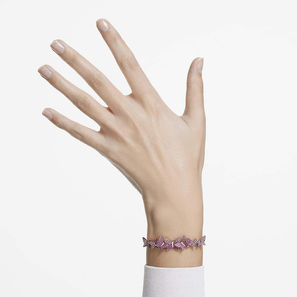 SWAROVSKI Lilia Bracelet, with Pink Crystal Pavé and Multicolored Butterfly Motif, on Rose Gold Tone-Plated Setting, Part of the Lilia Collection