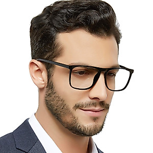 MARE AZZURO Reading Glasses Men Square Reader 0 100 125 150 175 200 225 250 275 300 350 400 500 600 (Black 1.25)