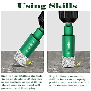 Mgtgbao 6PCS Green Ceramic Tile Drill bit, Dry Diamond Drill Bits Set for Many Hard Materials Granite Marble Tile Ceramic Stone Glass (NOT for Wood) Round Shank with Size 1/4~9/16 inch.