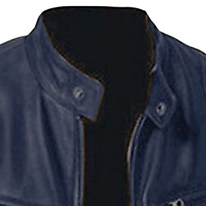 Maiyifu-GJ Men's Faux Leather Biker Jacket Vintage Motorcycle Jacket Outerwear Retro Stand Collar PU Leather Slim Fit Coat (Dark Blue,4X-Large)