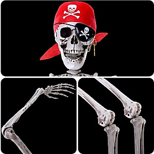 Halloween Decorations - 5 Ft Placeable Halloween Skeleton - Full Body Life-Size Skeleton Prop with Movable Joints for Halloween Outdoor Yard Haunted House Prop Decoration