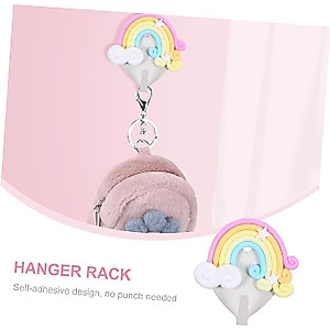 18Pcs Rainbow Wall Hook Cute Clouds Star Rainbow Key Hat Towel Hooks Adhesive Drill Free Wall Hangers Wall- Mounted Hanger Wall Clothes Hooks for Home Office Kids Room