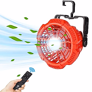 YEX-BUR Portable Camping Fan for Milwaukee, Rechargeable Personal Desk Tent Fan with Foldable Hook,Remote Control 4H Timer for Milwaukee 18V Li-ion Battery Cordless Fan for Camping, Bedroom