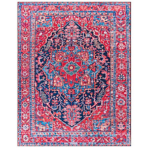 SAFAVIEH Tucson Collection Area Rug - 10' x 14', Navy & Red, Machine Washable & Slip Resistant, Ideal for High Traffic Areas in Living Room, Bedroom, Dining (TSN121N-10)