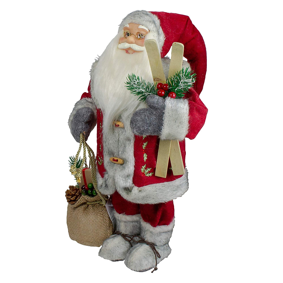 Northlight 18" Standing Santa Christmas Figure with Skis and Fur Boots