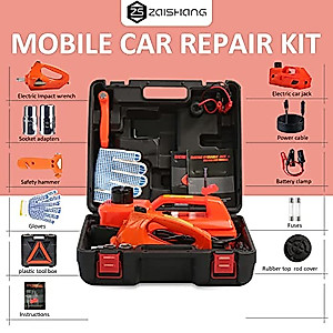 ZAISHANG Electric Car Jack 5T Hydraulic Floor Jack DC 12V Car Jack Kit with Electric Impact Wrench, Car Lift Emergency Tire Change