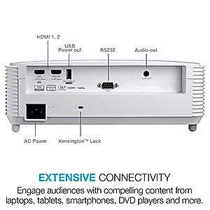 Optoma EH412x Professional 1080p Projector | 4,500 Lumens for Daytime Use in Meetings, Training and Classrooms | 15,000 Hour Lamp Life | 4K HDR Input | Built-in Speaker