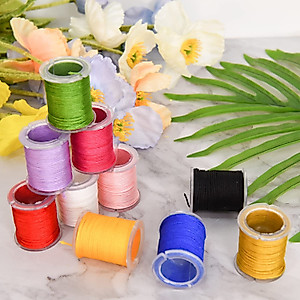 Monrocco Jewelry Nylon Cord, 10 Rolls 1mm Chinese Knotting Cord Nylon Hand Knitting Cord String Beading Thread for Jewelry Making Bracelet Beading Thread