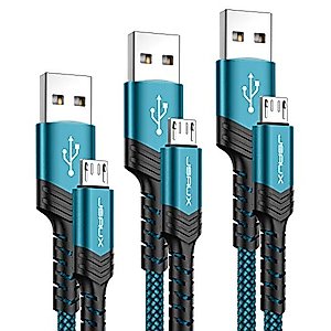 Micro USB Charger Cable, JSAUX (3-Pack 3.3ft+6.6ft+10ft) Android Charger Micro USB to USB A Nylon Braided Cord Compatible with Samsung Galaxy S6 S7 Edge Note 5, Kindle and More-Green