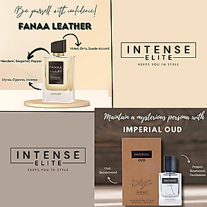 INTENSE ELITE Eau De Parfum for Men - Fanaa Leather 100ML & Imperial Oud 50ML | Long-Lasting Arabian Perfume Sprays for Men | Includes Magnetic Gift Box | Premium Fragrance Set