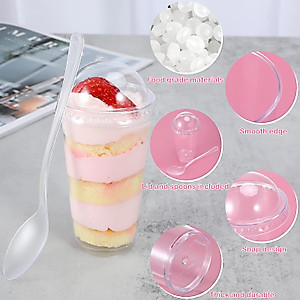 HawHawToys 100 Pack 3 OZ Dessert Cups with Lids and Spoons, Clear Plastic Mini Dessert Shooter Parfait Cups for Party Desserts,Appetizers Serving (100)