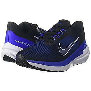 Nike Men's Air Winflo 9 Sneaker, Black White Old Royal Racer Blue, 11