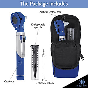 Zniry Fiber Optic Mini Otoscope - Ear Scope with Light, Ear Infection Detector (Blue Color) Reguler