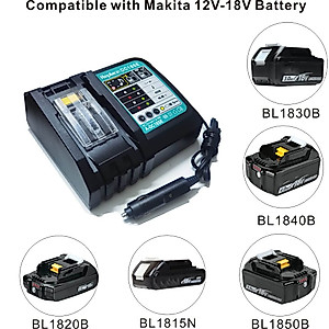 Compatible with Makita DC18SE 18 Volt Li-ion Nickel Metal Hydride Optimum Automotive Charger, Blue Vehicle Charger,The car Battery Charger compailble with Makita 18V Battery
