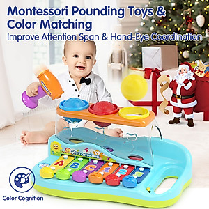 HOLA Toys for 1 Year Old Girl Boy Birthday Gifts, Baby Toys 12-18 Months Pound & Tap Hammer Xylophone Toys for Toddlers 1-3 Boys Girls, Baby & Toddler Toys Age 1-2 3, 1 Year Old Boy Girl Toys Gifts