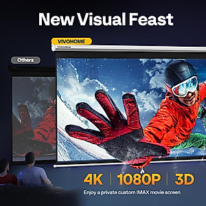 VIVOHOME Projector Screen Pull Down, 16:9 80 Inch Retractable Projection Screen, HD 4K Manual Pull Movie Screen for Home Theater, Cinema, Office (70x40 Inch White)