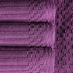 SUPERIOR Cotton 4-Piece Solid and Ribbed Hand Towel Set, Hand Towels- 16" x 28", Plum