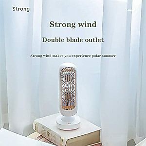 Juesi Mini Fan for Desk Bedroom, Personal Fan with 2 Blades Powerful for Cooling Office Room, Portable USB Rechargeable, Retro Vintage Tall Design, Low Noise Quiet (Green)