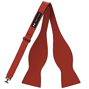 Adam Young Men's Terracotta Self Tie Bow Tie with Pocket Square & Cufflinks Formal Satin Classy Bowtie for Tuxedo Faux Silk (Classic, Rust)