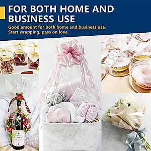 PerkHomy Folded 32" x 50' Cellophane Wrap Roll Folded 3 Mil Thick Cellophane For Gift Basket Treats Goodie Wrapping Craft Flower Bouquet Plastic Clear (32" fold into 16")