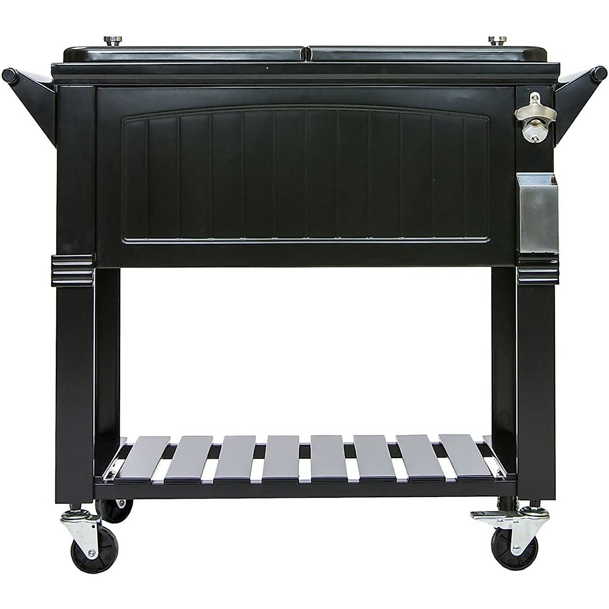 Permasteel 80 Quart Portable Rolling Patio Party Cooler in Antique Black