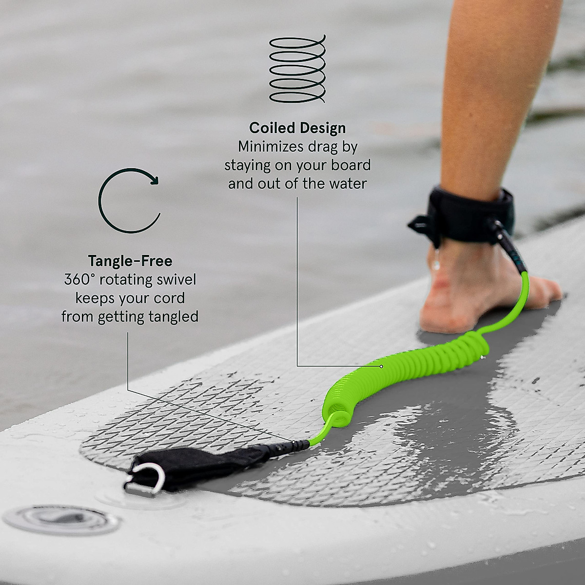 Retrospec Weekender 10' Paddle Board Safety Leash, Coiled for Stand Up Paddleboards