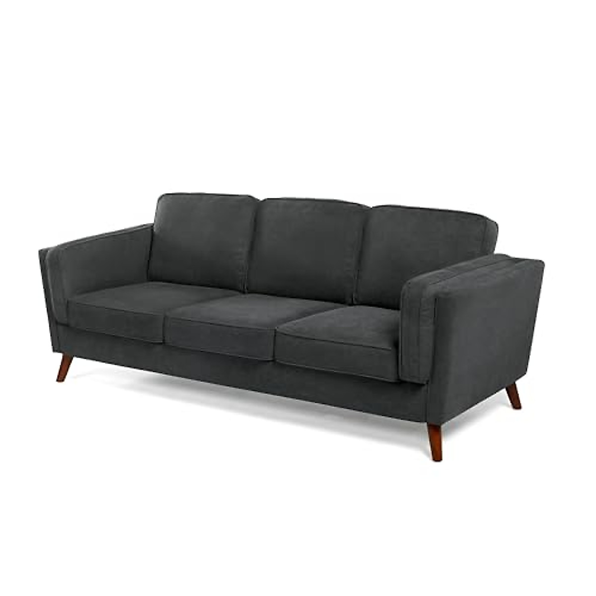 VanAcc Sofa, 87 inch Modern Sofa Couch with Embedded Arm Pillow- Deep Seat Sofa for Livingroom, Dark Grey