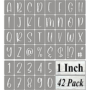 1 Inch Alphabet Letter Stencils for Painting - 42 Pack Letter and Number Stencil Templates with Signs for Painting on Wood, Reusable Letters and Numbers Stencils for Chalkboard Wood Signs & Wall Art
