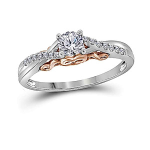 14kt White Gold Round Diamond Solitaire Bridal Wedding Engagement Ring 1/3 Cttw