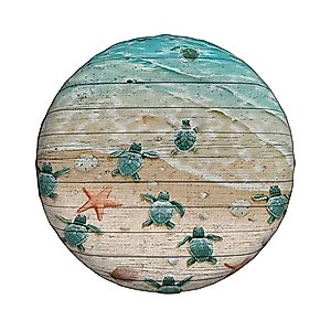 Sea Turtle Starfish Spare Tire Cover Wheel Protectors Cover Weatherproof Sun Protection Tyre Covers,14" 15" 16" 17"