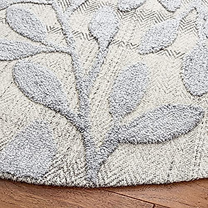 SAFAVIEH South Hampton Collection 6' Round Grey SHA302F Handmade Botanical Wool Area Rug