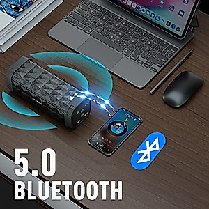 BUGANI Bluetooth Speaker M99 Portable Bluetooth Speaker 5.0, 100ft Wireless Range, Louder Volume, Stereo Sound, Amazing Bass, IPX5, Built-in Mic, Speaker for Home, Outdoors and Travel