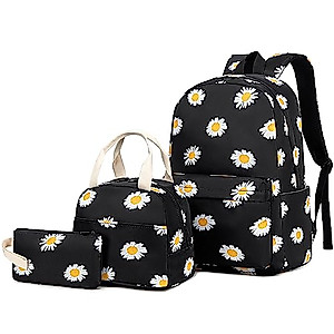 Esfoxes Daisy School Backpack for Girls, Kids Teens School Bags Bookbags Set with Lunch Bag Pencil Bag