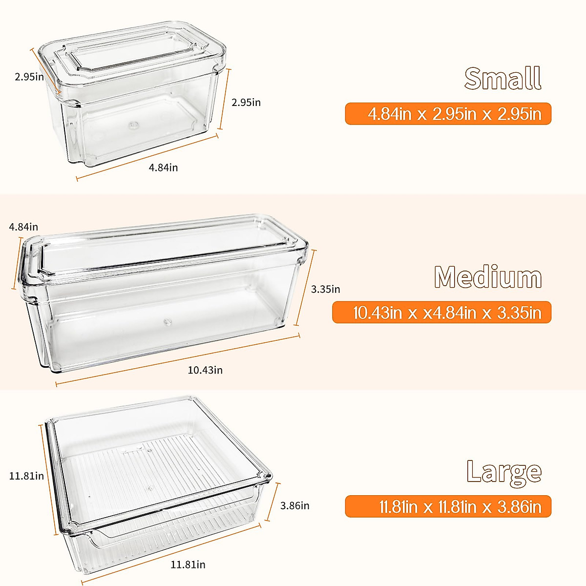 zvopvo Fridge Organizer, Stackable Refrigerator Organizer Bins with Lids, BPA-Free Produce Fruit Storage Containers for Storage Clear for Kitchen, Vegetable Storage [10-Pack]