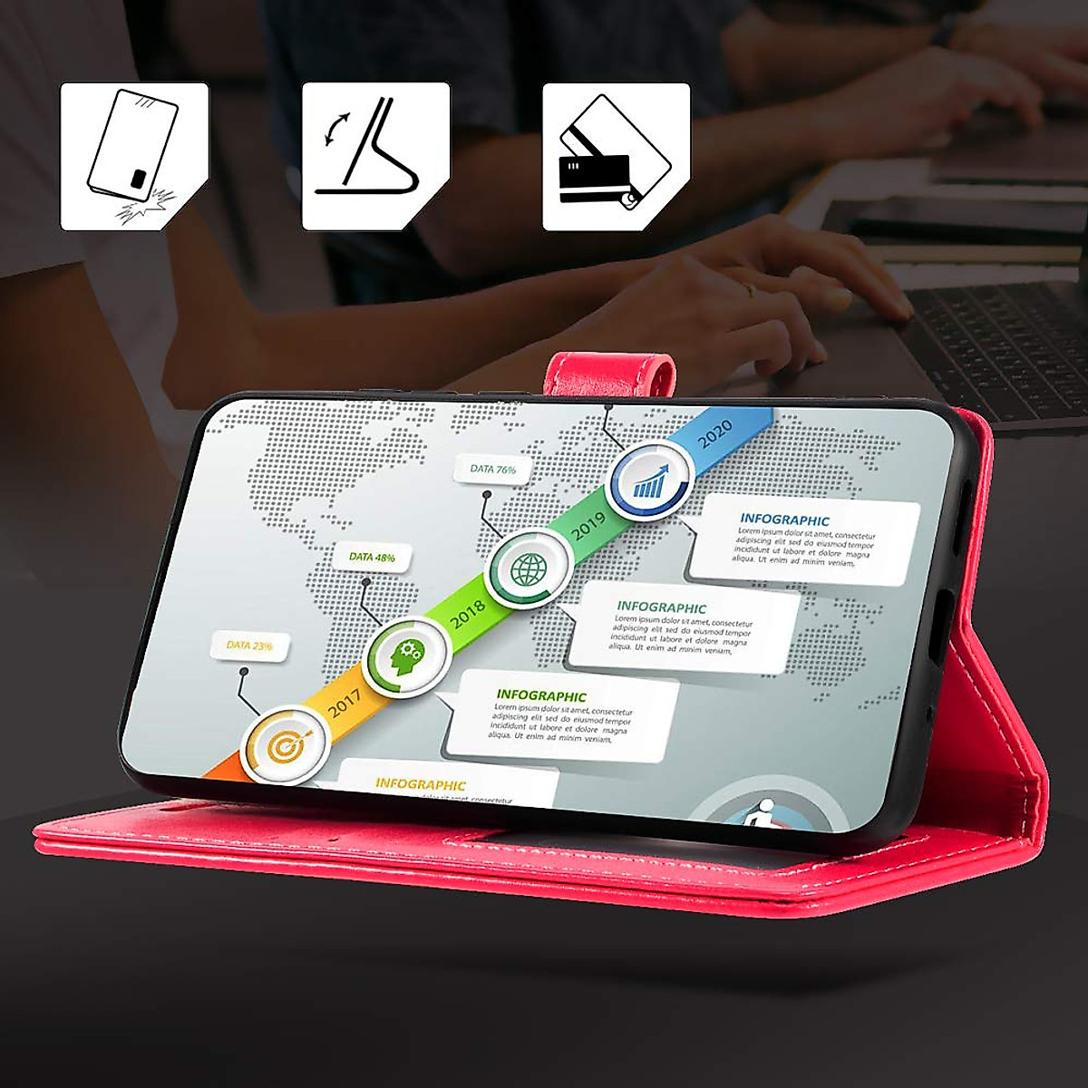 Gigaset GS3 Wallet Case, Premium PU Leather Magnetic Flip Case Cover with Card Holder and Kickstand for Gigaset GS3